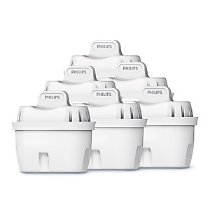 Philips Water Replacement Filter Cartridges, 6-Pack, Brita Compatible, Reduces MICROPLASTICS, Chlorine, LIMESCALE, Heavy Metals
