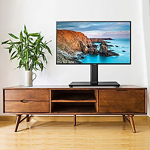 Universal TV Stand - Table Top TV Stand for 32-55 Inch LCD LED TVs - Height Adjustable TV Base Stand with Tempered Glass Base & Wire Management & Security Wire, Holds up to 88lbs, VESA 400x400mm
