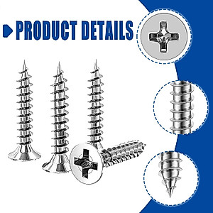 #4 x 1-5/8'' Wood Screws,Stainless Steel Self-Tapping Screws, Phillips Drive Countersunk Head Kitchen Cabinet Screws, for Repairing Furniture, Carpentry or DIY, 70Pcs and 30PCS Screw Anchors, M3x40mm