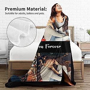 Custom Blanket with Photos-Customized Picture Blanket Flannel Throw Soft Blanket for Adult Kid Best Friend Birthday Gift(5 Photos,50"x60")