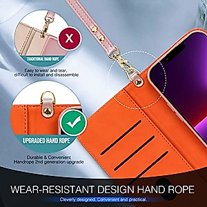 FYY Compatible with iPhone 13 Pro Max Case, [Kickstand Feature] Luxury PU Leather Wallet Case Flip Folio Cover with [Card Slots] and [Note Pockets] Case for iPhone 13 Pro Max 5G 6.7" Rose Gold