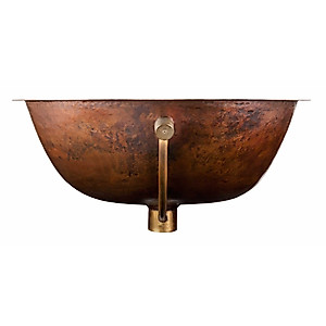 Sinkology SB207-19AG Freud Undermount Oval Handmade Pure Solid Bathroom Overflow, 19-1/4", Aged Copper Bath Sink