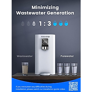 Waterdrop K19-H Countertop Reverse Osmosis System, Instant Hot Water Dispenser, Reverse Osmosis Water Filter Countertop, 3:1 Pure to Drain, 4 Temperature Options, No Installation