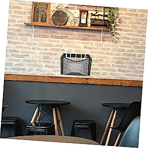 GETAJGHSD Wall Storage Hanging Basket Wire Baskets for Plants Pantry Organizer Baskets Router Bracket Grid Panel Hanging Basket Wall Router Holder Wire Storage Baskets Router Rack Black Iron