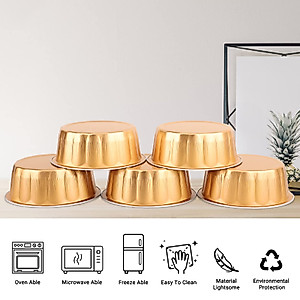 EUSOAR Disposable Foil Ramekins with Lids, 30 pack 8oz 235ml Aluminum Foil Muffin Liners Cupcake Baking Cups, Mini Pie Pans with Lids, Foil Baking Cups Containers for Creme Brulee or Cupcake