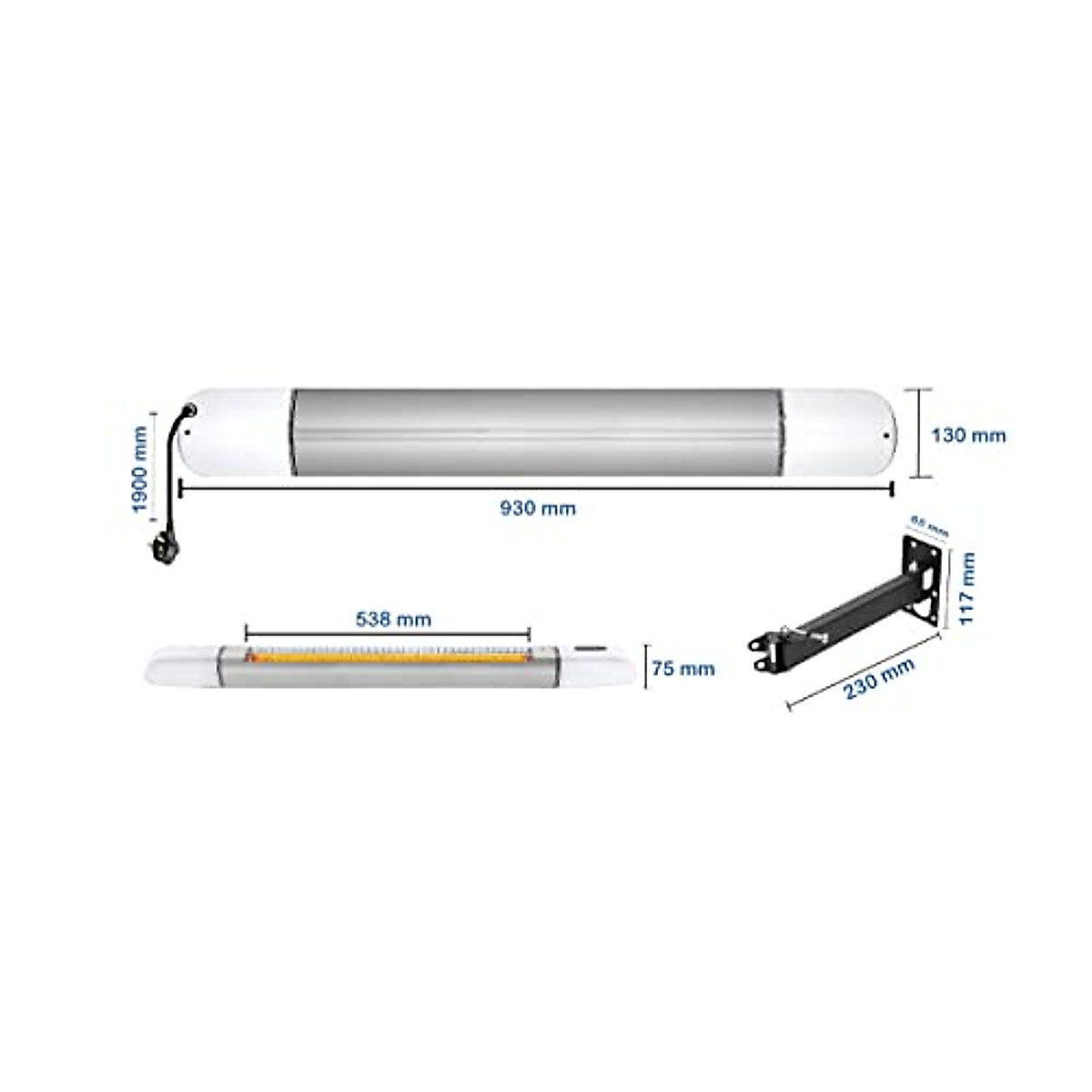 Luxeva Infrared Wall Patio Heater Waterproof Indoor Outdoor Radiant Heater 2500W Smart App Control