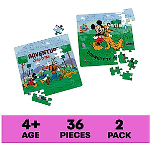Disney Mickey Mouse, 2-Puzzle Pack 36-Piece Jigsaw Puzzles Storage Tubes Disney Toys Mickey Mouse Clubhouse Kids Puzzles Disney Gifts, for Ages 4 and up