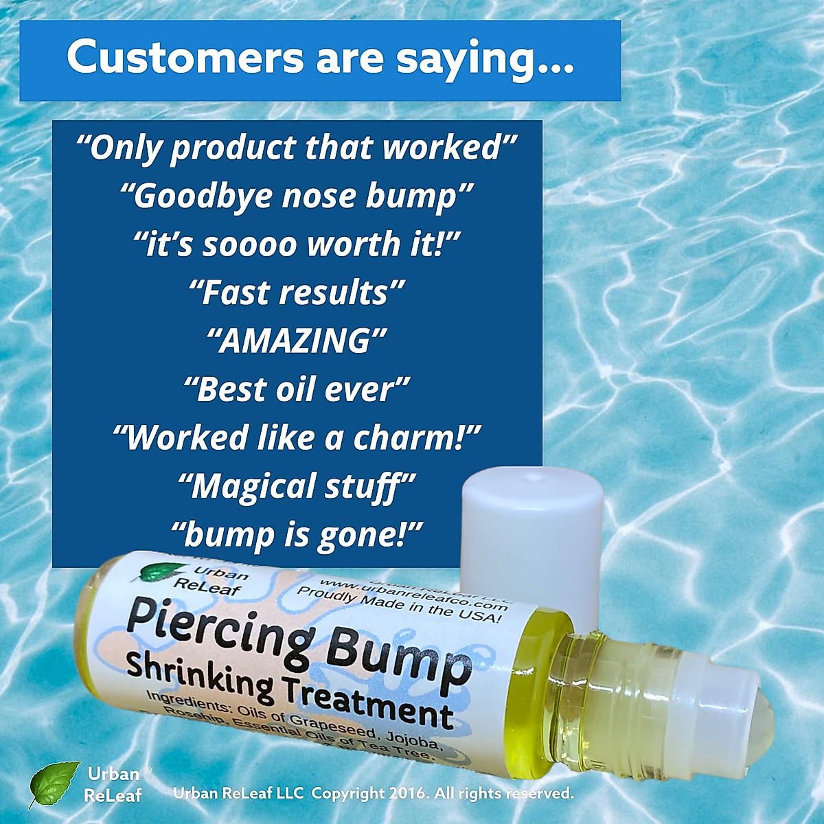 Urban ReLeaf Piercing Bump Shrinking Treatment ! Gentle, Effective Aftercare. Easy Roller-Ball Applicator. 100% Natural with Essential Oils. Help Scars, Nodules, Cartilage, Nose, Ear Spots