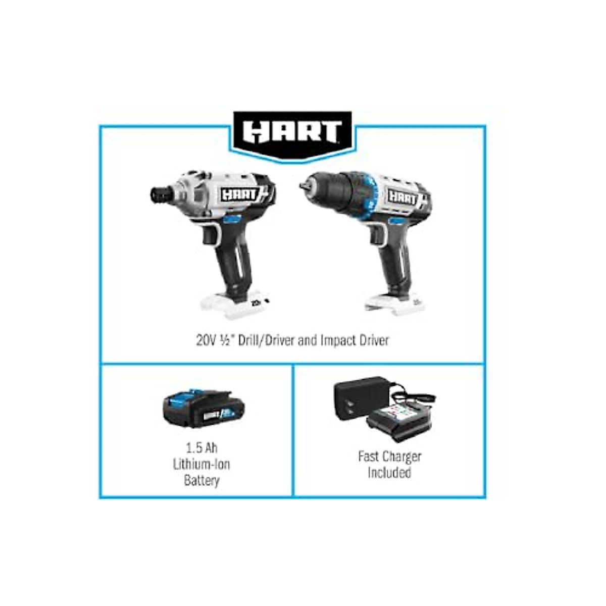 Hart 20v drill and impact driver kit