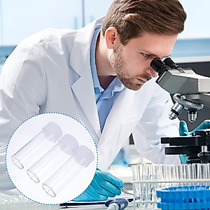 Baluue 50pcs Plastic Test Tubes Screw Caps Small Bottle Vial Storage Sputum Sample Vial Container for Lab Specimen Organizer 25ml