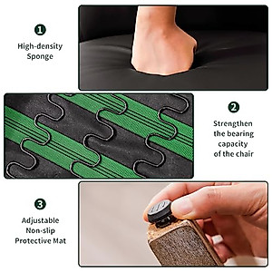 CHUN YI Dining Chairs Set of 2, Upholstered Dining Chair with Nailhead Trim and Wood Legs, Modern Faux Leather Chair for Dining Room, Living Room, Kitchen (Dark Gray)