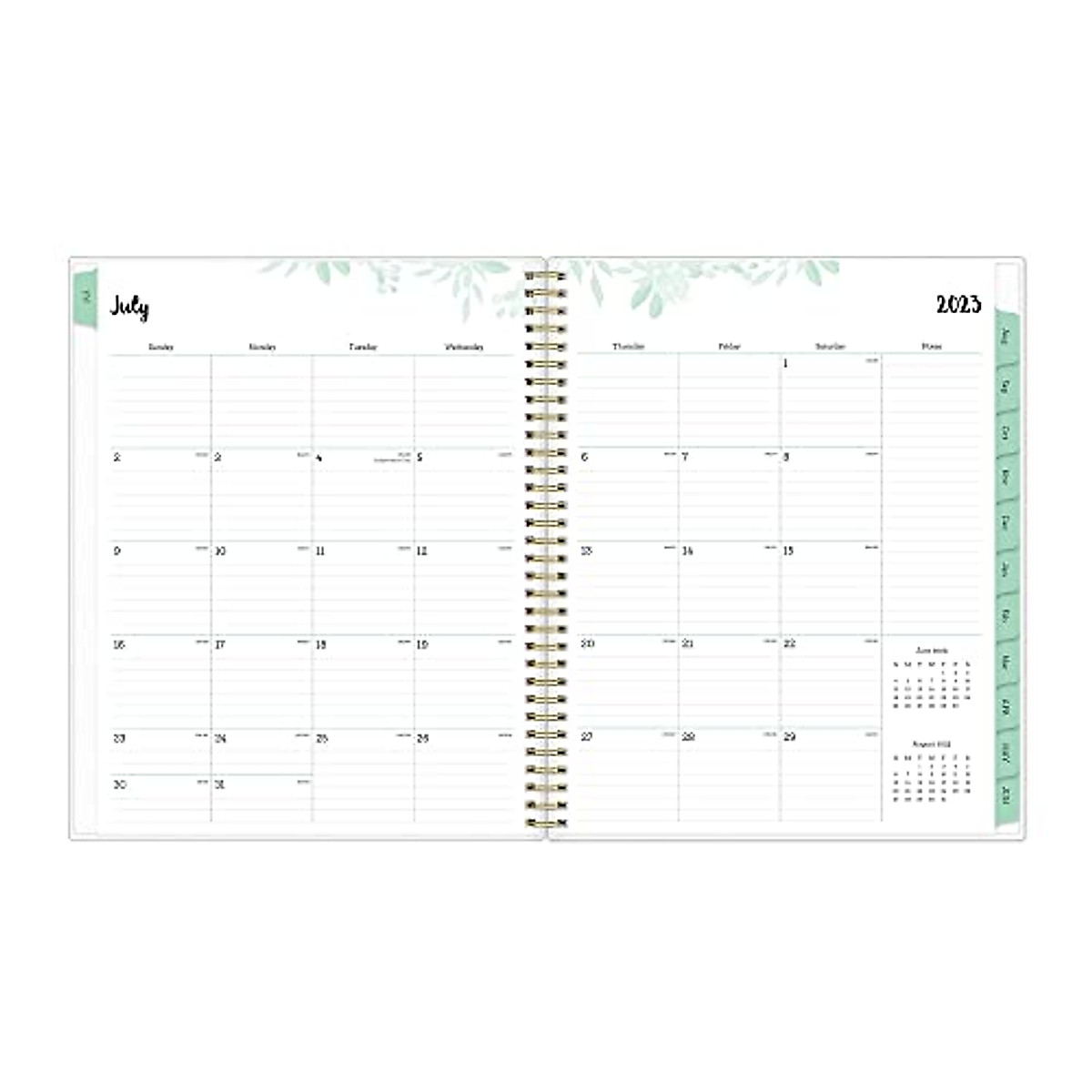 Blue Sky 2023-2024 Academic Year Weekly and Monthly Planner, 8.5" x 11", Frosted Flexible Cover, Wirebound, Laurel (144723)