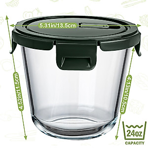 Glass Soup Container with Lid, 3-Cup Glass Soup Meal Prep Bowl with Lid, Glass Food Freezer Storage Container for Soup Tupperware Microwavable, Dark Green 1 Pack