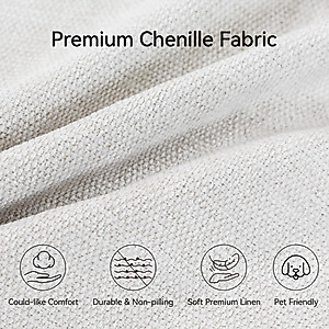 AMICLIBER 93 Inch Slipcovered Sofa,Comfy 3-Seater Sofa Couch with Extra Deep Seats,Modern Upholstered Loveseat with Wide Armrest,Removable Chenille Cover,Couch for Living Room,Office,Apartment,Beige