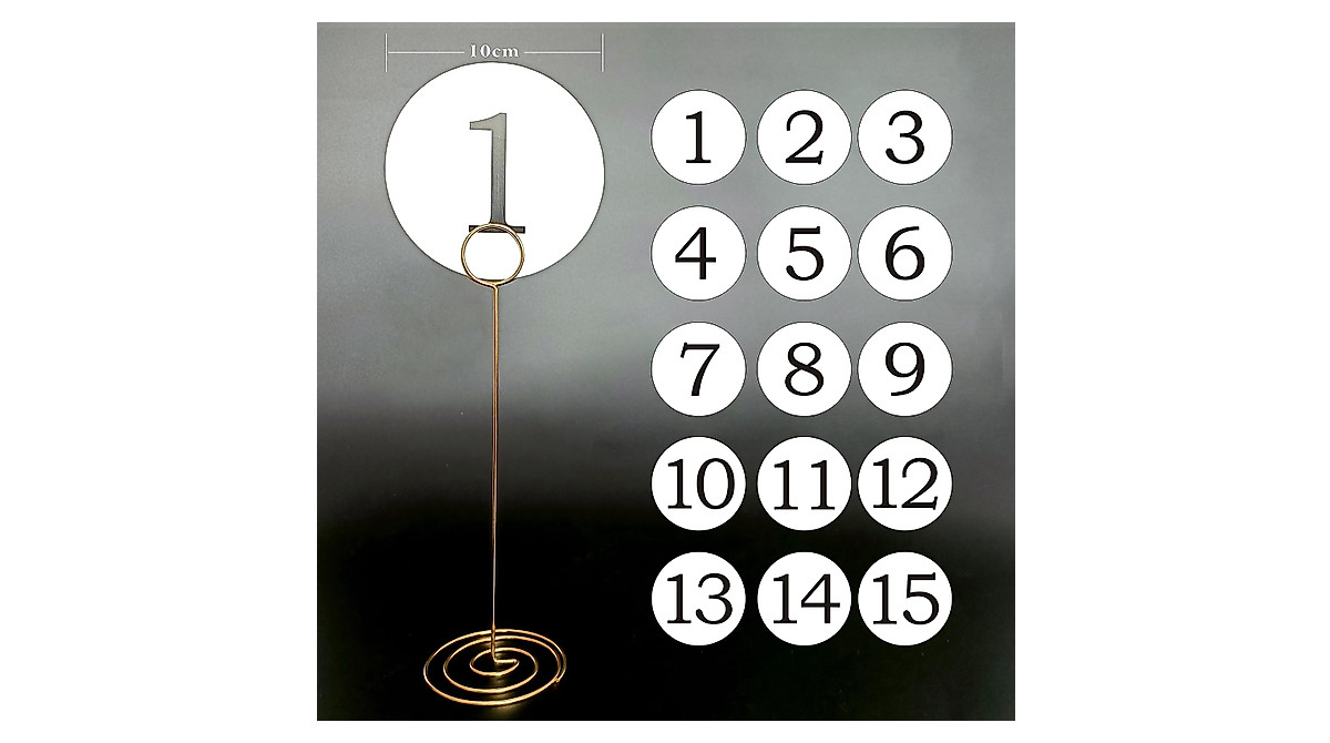 15Pcs Wedding Table Number Cards 1-15 | Double Sided 10cm Signs