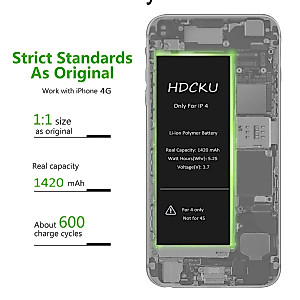 HDCKU Battery Replacement for iPhone 4 A1349 A1332 CDMA&GSM(Not for 4S)
