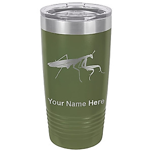 LaserGram 20oz Vacuum Insulated Tumbler Mug, Praying Mantis, Personalized Engraving Included (Camo Green)