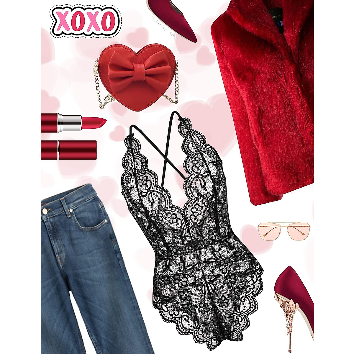 Avidlove Women Teddy Lingerie One Piece Babydoll Bodysuit Romper,Small,Black