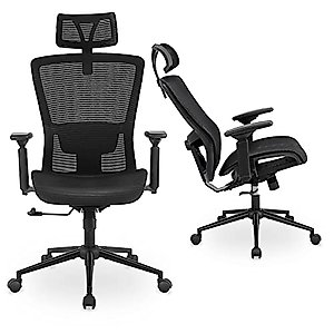 Youhauchair Ergonomic Office Chair, Home Office Desk Chairs with Adjustable Headrest and Lumbar Support, 3D Armrests, Tilt Lock Function, High Back Swivel Mesh Computer Chair