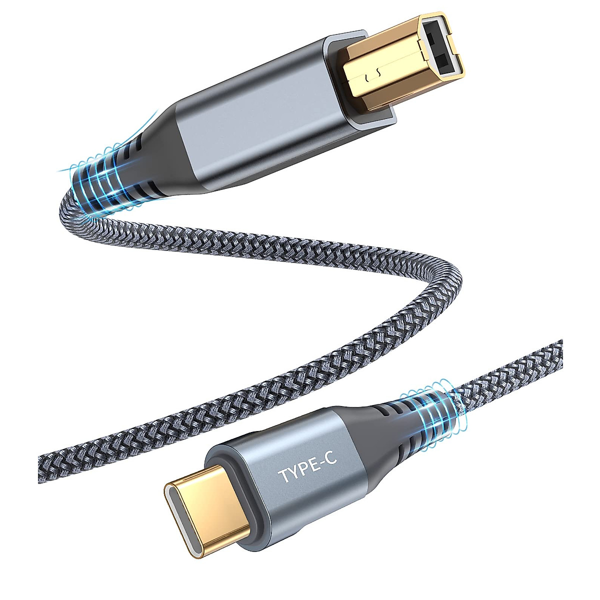 USB C Printer Cable 15ft, USB C to USB B Printer Cable Nylon Braid High-Speed USB C MIDI Cable for MacBook Pro/Air, Digital Piano MIDI Controller, HP Epson Canon Brother Lexmark Printers and Scanner