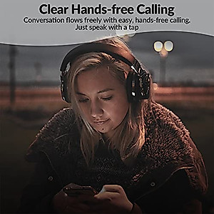 Silensys E7 Active Noise Cancelling Headphones Bluetooth Headphones with Microphone Deep Bass Wireless Headphones Over Ear, Comfortable Protein Earpads, 30 Hours Playtime for Travel/Work, Black