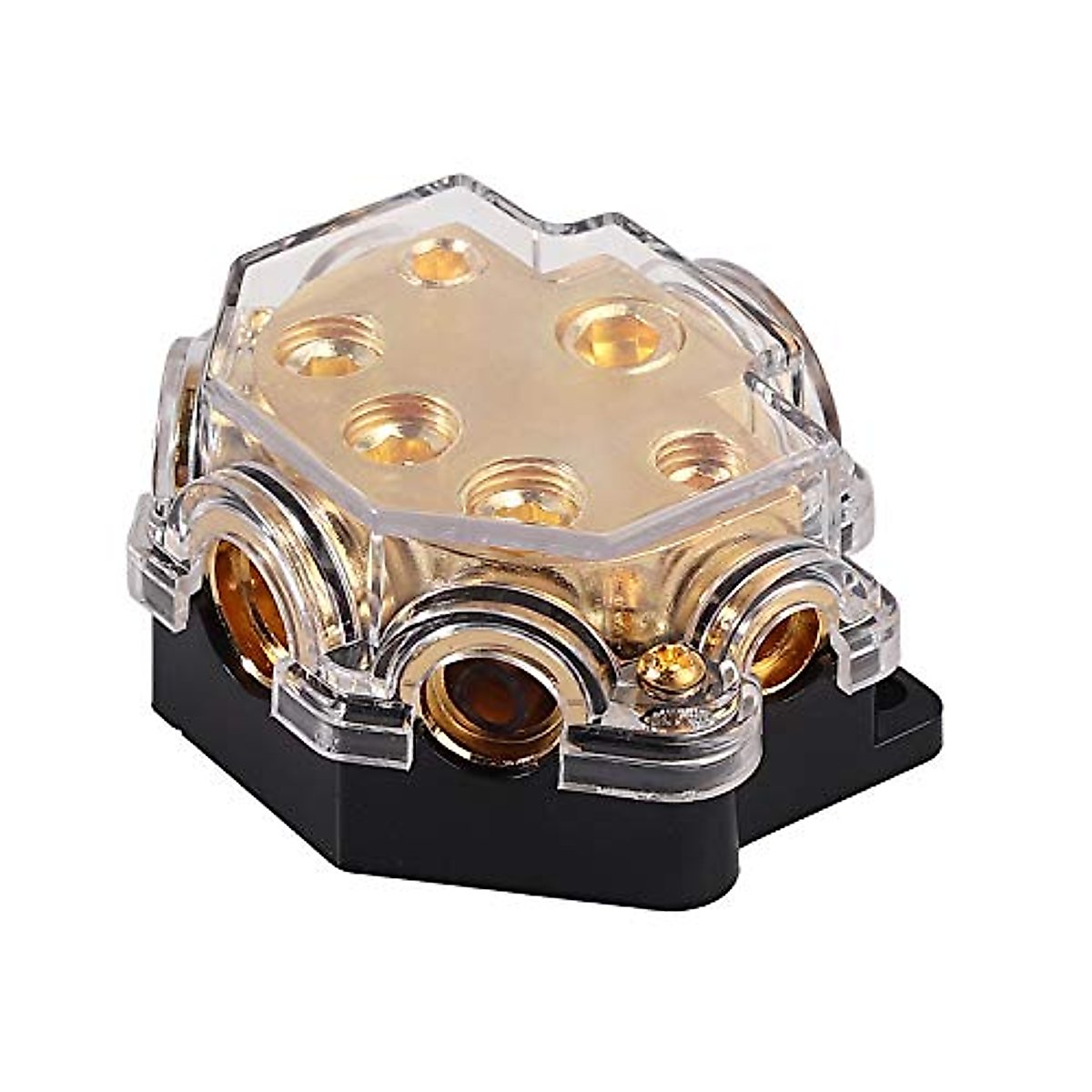 AUTOUTLET 5 Way Power Distribution Block Car Auto Audio Amplifier, 0/2/4 Gauge in 2/4/8 Gauge Out Power Ground Distributor Blocks,1 in 5 Way Car Power Distributor Block