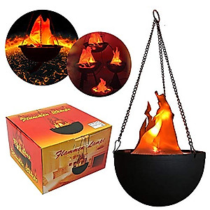 3D Fake Fire Light,Hanging LED Flame Light,Artificial LED Silk Flame Stage Effect Light Realistic Campfire Lamp Prop Flame Light for Halloween,Christmas,Festival,New Year, Party,Night Club Decor