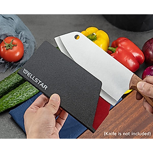WELLSTAR Big Knife Edge Guard, Wide Meat Cleaver Knife’s Blade Covers, BPA Free ABS Protective Blade Sheath, Non-Scratch Felt Lining Butcher Chef Knife Cover (Knives not included)