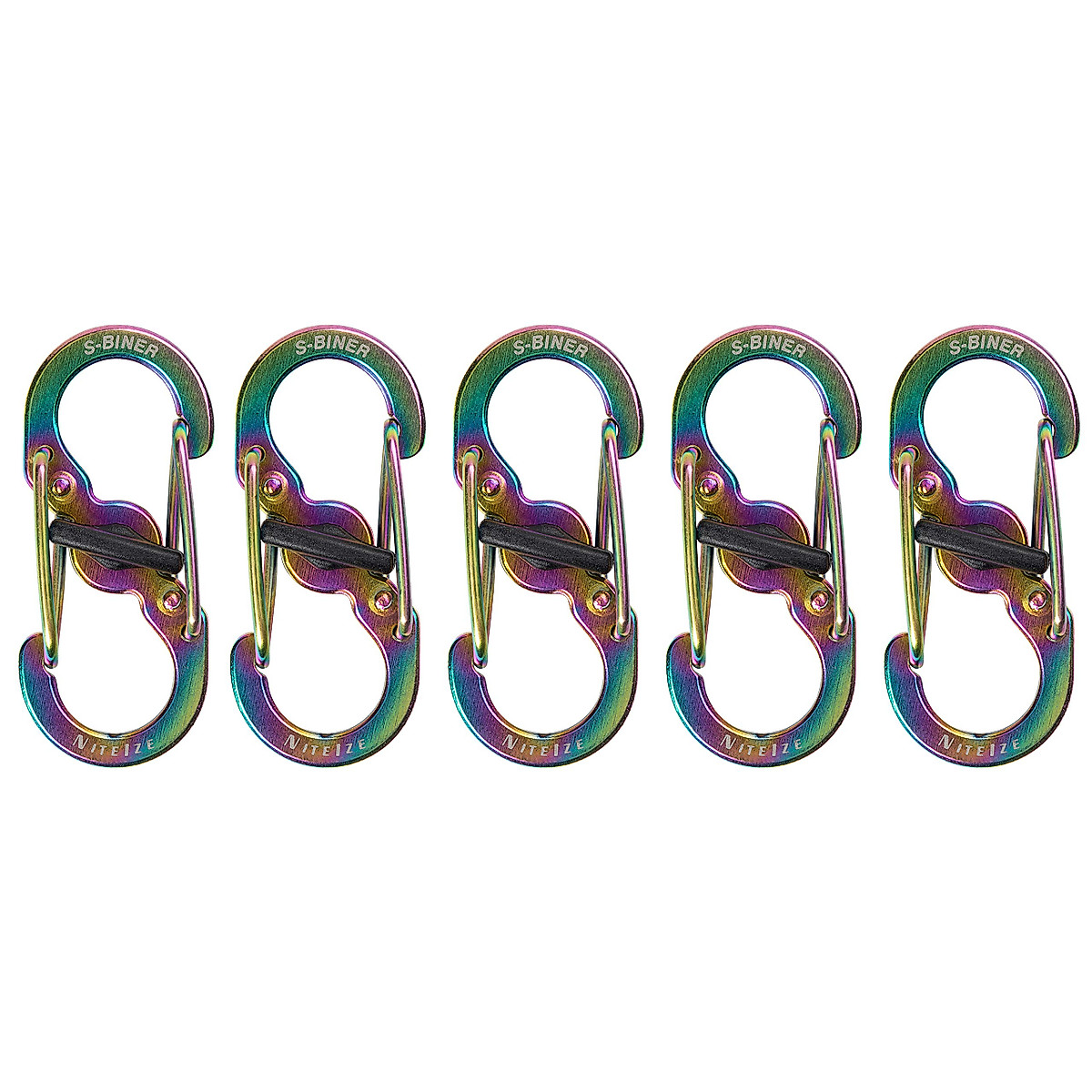 Nite Ize S-Biner MicroLock - Mini Carabiner Clips for Keychain Organizers & Travel Accessories - Mini S-Biners - Small Carabiners with Secure Lock - Stainless Steel, 5-Pack