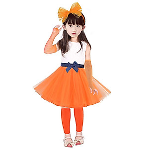 Miayon Kids 6 in 1 Costume Accessories 1970s 1980s Fancy Outfits and Dress for Cosplay Party Theme Party for Girl