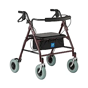 Medline Bariatric Heavy Duty Steel Rollator Supports up to 500 lbs, Strong, Comfortable Rolling Walker with 8 inch Wheels
