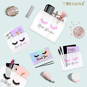 BRAWNA 60 Pck Reusable Travel Makeup and Accessory Bag - size 6x8 in - Pink Lash Bags, Case for Makeup Brushes in Bulk, Cute Collection