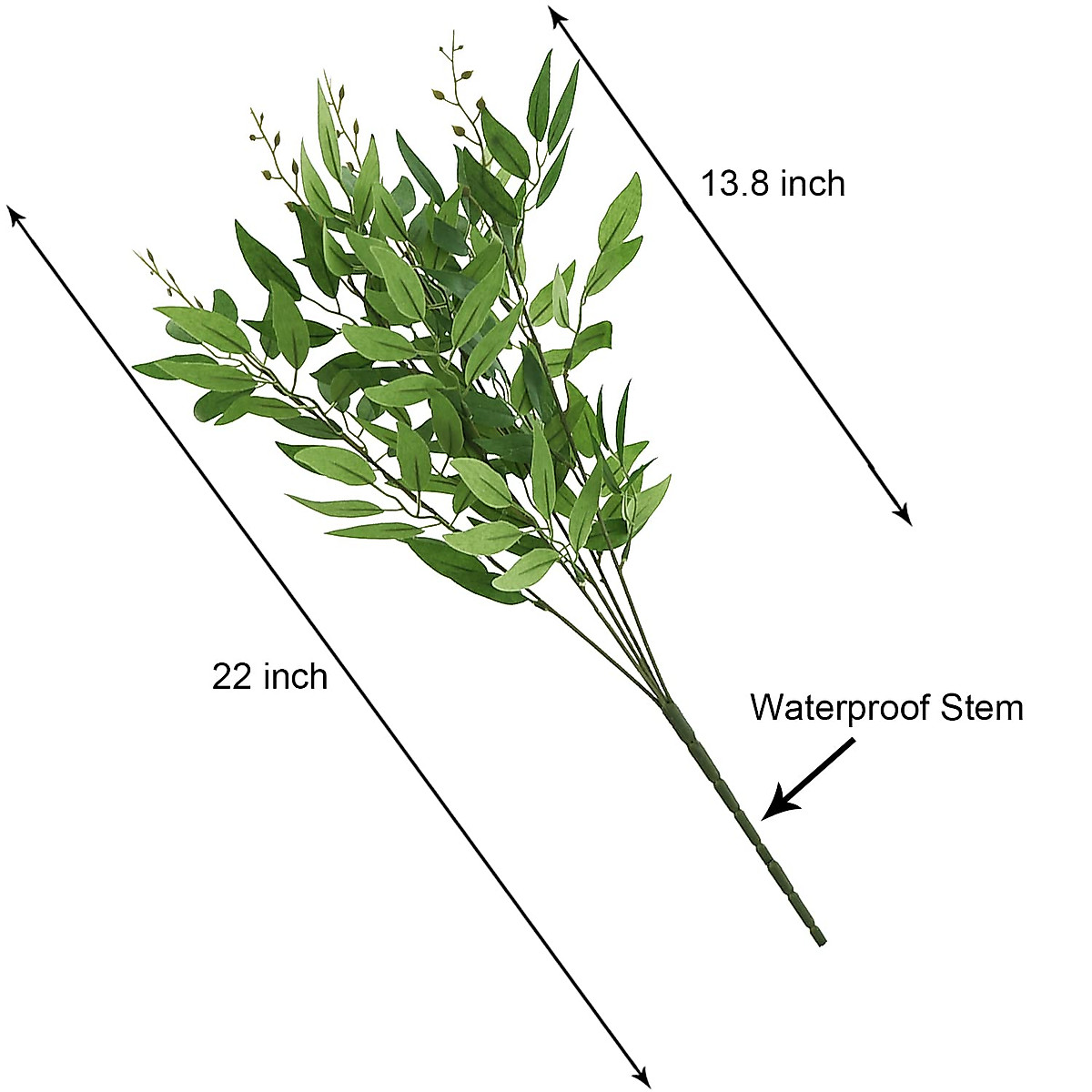 3 Pcs Fake Plants Decor Willow Branches - SAOCOOL 22 Inch Artificial Plants Willow Leaves, Home Indoor Faux Plants for Window, Dining Table, Bathroom, Bedroom and Wall Greenery Decoration (Green)