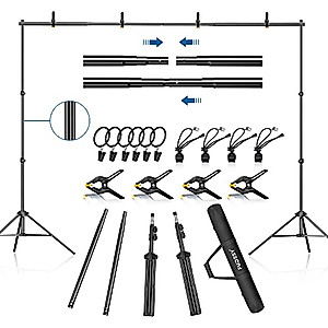 FUDESY Backdrop Stand 7x10Ft Adjustable Photography Background Support System Kit for Photo Video Studio with Carry Bag,Spring Clamps