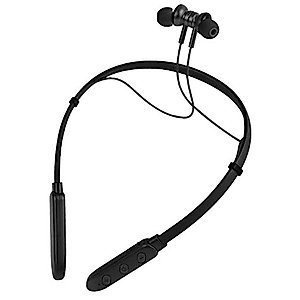 QT S Bluetooth Neckband Headphones, HD Sound V5.0 Wireless Neckband Headset Stereo Noise Cancelling Sweat/Waterproof Sports Earphones for Gym Workout Travel Business Earbuds Music & Playtime 10 Hours
