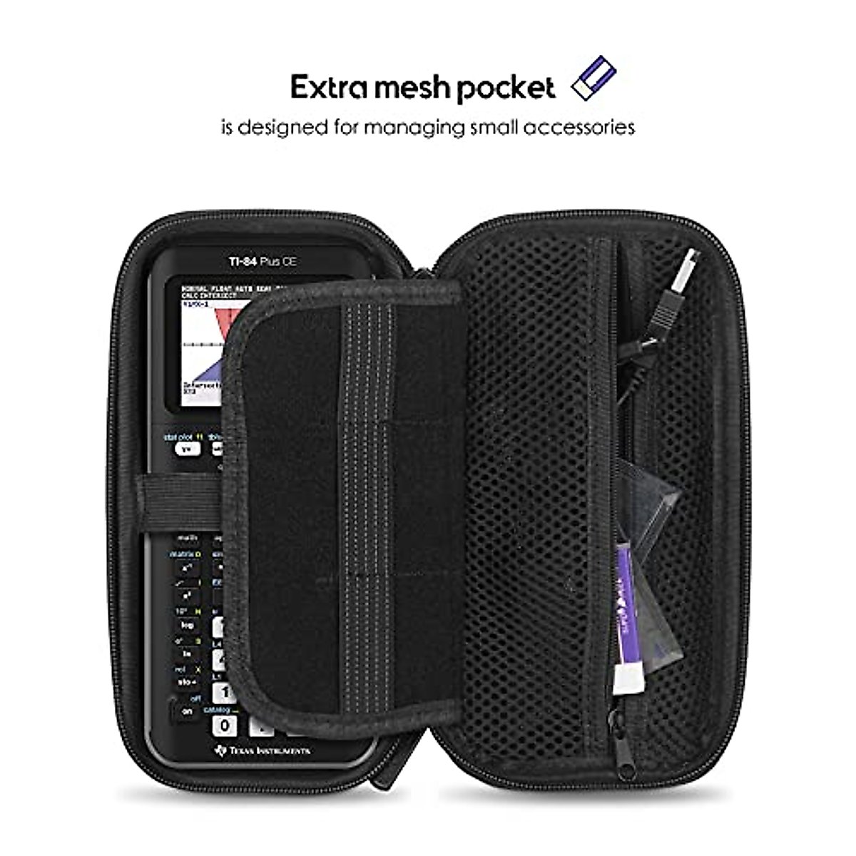 ProCase Hard EVA Case for Texas Instruments Ti-84 Plus CE, Durable Travel Storage Carrying Box Protective Bag for Ti-84 Ti-83 Ti-85 Ti-89 Ti-82 Plus/C CE Graphing Calculator and More -Black