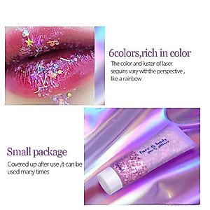 CCbeauty Hot Pink Body Glitter,Face Glitter Gel,Singer Concerts Music Festival Rave Accessories,Sequins Glitter Face Paint,Chunky Glitter for Eye Lip Hair,Sparkling Holographic Gel for Women,50ml