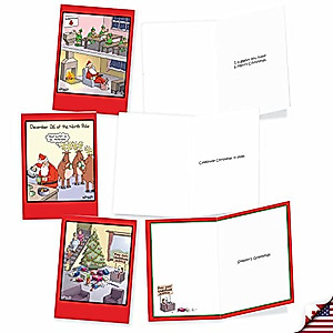 NobleWorks Variety Pack of 10 Christmas Greeting Cards with Envelopes, Adult Cartoon, Humor Holiday Assortment for Men and Women - Traces of Nuts A1250