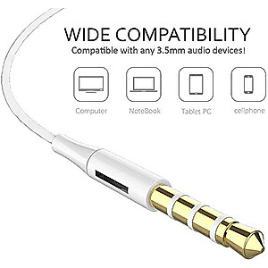 2PACK Wired Earphones with Microphone Compatible with iPhone Samsung Android Laptop Chromebook iPad