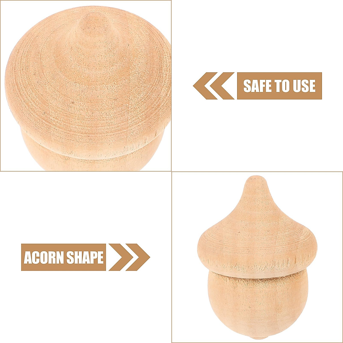 Healifty Unfinished Wood Acorn DIY Natural Wooden Acorn for Arts and Crafts for Children Kid Graffiti Rustic Wedding Party Decorations 30pcs