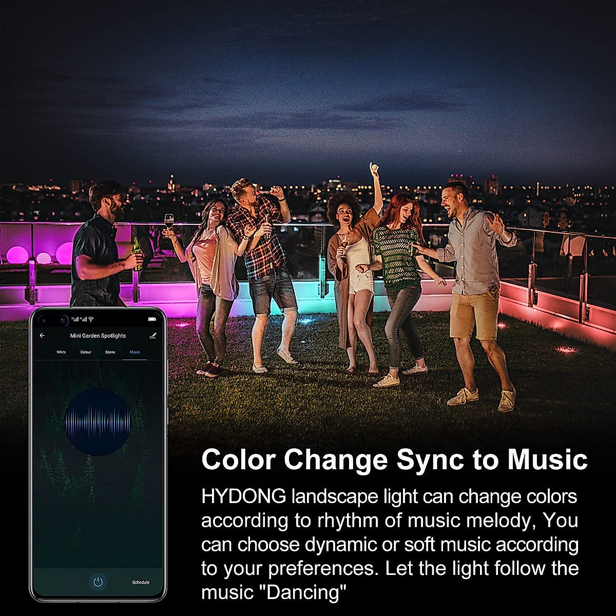 HYDONG Garden Lights Outdoor, 9 LED Bluetooth Control In-Ground Lights, IP65 Waterproof Landscape Lights Pathway Spotlight for Yard Deck Lawn Patio Pathway Walkway (RGB+ Warm White), 2 Pack