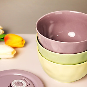 LIUYWYHCF Ceramic Storage Food Containers with Lids (12 Pieces Total) Set of 6, Ceramic Meal Prep Containers, Airtight lunch Containers with Lids - Microwave and Freezer Safe, Round