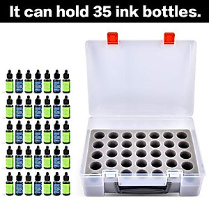 Alcohol Ink Storage Organizer Carrying Case, Holds 35pcs 0.35oz, 0.5oz Bottles of Alcohol Ink Set/for Stickles Glitter Glue/for Glossy Accents/for Reinkers, Paint Travel Box Container (Case Only)
