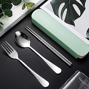 3pcs/set Cutlery Travel Portable Box Flatware Stainless Steel Spoons Forks Chopsticks Dinnerware Sets Kitchen Tableware