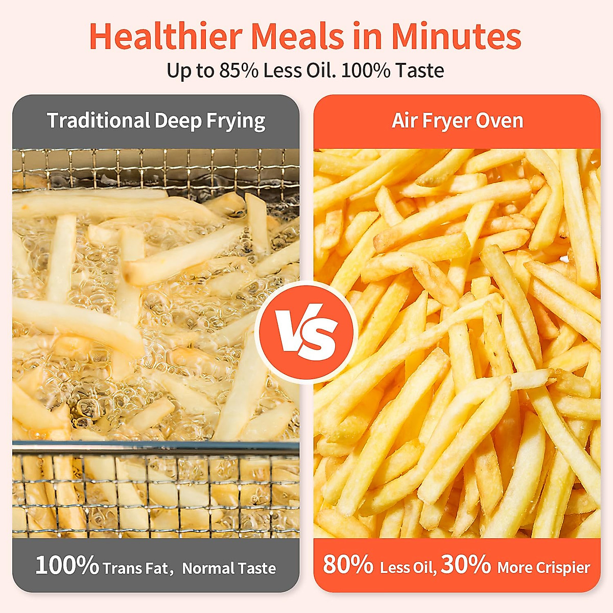 Beelicous Pro 19QT Digital 8-in-1 Air Fryer Toaster Oven, 550°F Flavor-Lock Tech, Flip Up & Away Capability, 40+ Recipes, Airfryer Countertop Oven Combo, 4 Accessories, Fit 13" Pizza, Stainless Steel