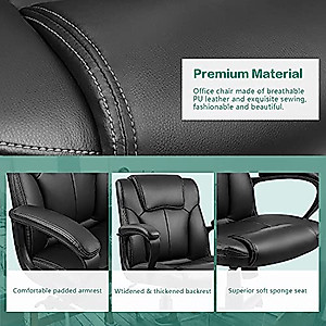 Shahoo Executive Office Chair Swivel Task Seat with Ergonomic Mid-Back, Waist Support, PU Leather, Black