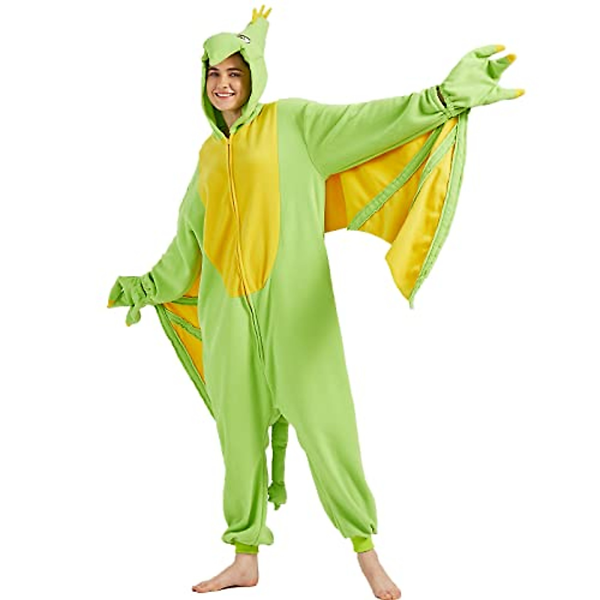 MORNINGFLY Adult Pterosaur Onesie Pajamas,Dinosaur Onesie Pajamas,Christmas Halloween Cosplay Dinosaur Onesie Pajamas for Women Men