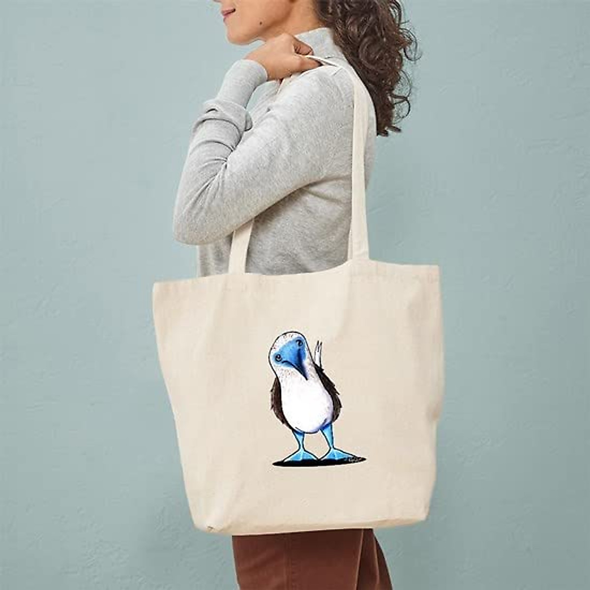 CafePress Blue Footed Booby Tote Bag Natural Canvas Tote Bag, Reusable Shopping Bag