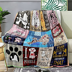 Poodle Throw Blanket,Cute Dog Poodle Blankets and Throws for Bed Couch All Season, Warm Soft Lightweight Flannel Poodle Blanket Outdoor Travel Gift for Adults and Kids 40x50in