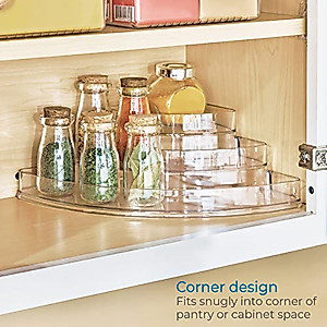 iDesign Recycled Plastic 1/4 Wedge Lazy Susan Turntable Organizer with Handle, Pantry, Bathroom & Recycled Plastic 3-Tier Stadium Spice Rack Organizer for Kitchen, Fridge, Freezer